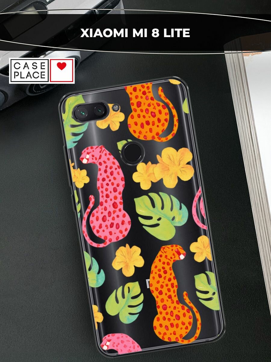 Чехол на Xiaomi Mi 8 Lite (Youth Edition) / Сяоми Ми 8 Лайт (Юс Эдишн) с принтом "Экзотика", прозрачный