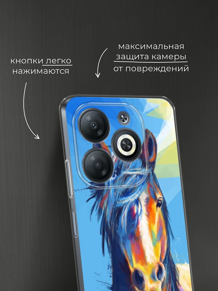 Чехол на Infinix Smart 8/8 HD/HOT 40i / Инфиникс Смарт 8/8 HD/HOT 40i с принтом "Лошадь арт 3" — фото 1