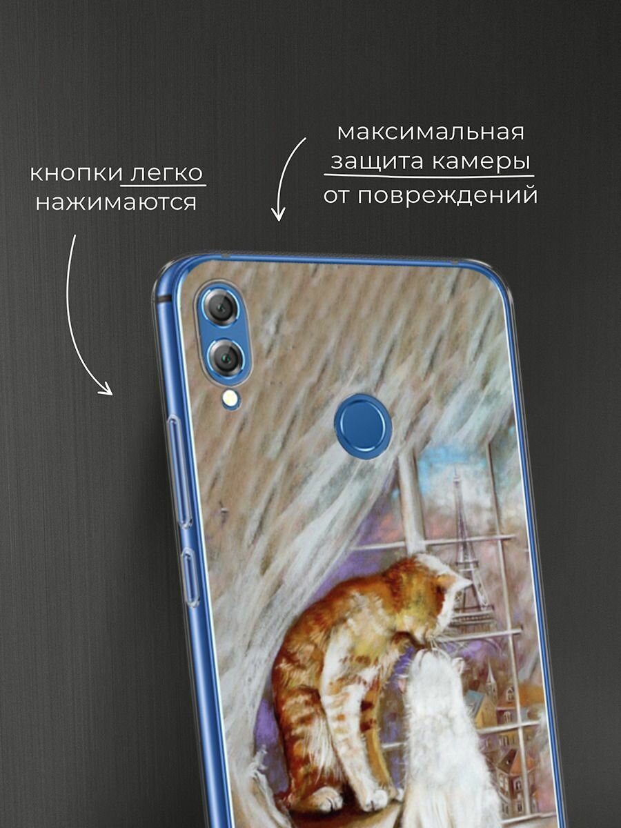Чехол на Honor 8X / Хонор 8Х с принтом "Влюбленные котики 1" — фото 1