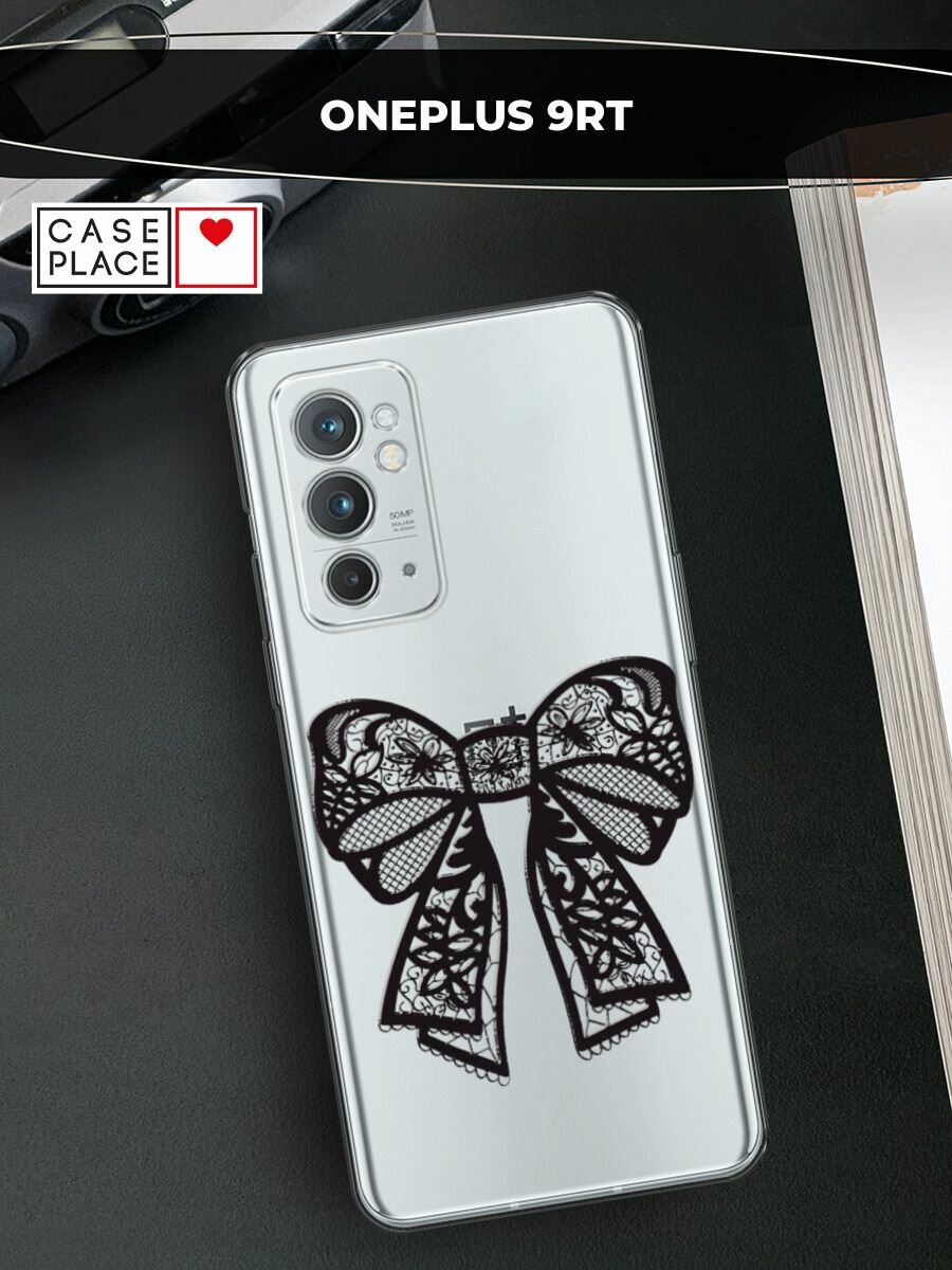 Чехол на OnePlus 9RT / ВанПлас 9RT с принтом "Черный сетчатый бант 2"