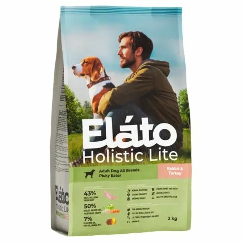 Elato Holistic Lite корм д/взр. собак всех пород и привередливых 2кг Кролик и Индейка (8414)
