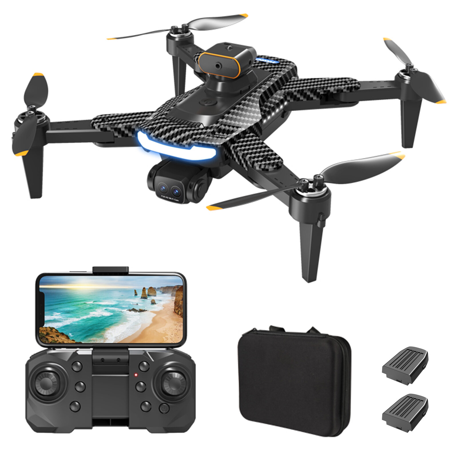 Версия на русском языке: Дистанционно управляемый дрон с камерой 8K, двойной камерой, GPS, 5G Wi-Fi, 5-сторонним инфракрасным избеганием препятствий, бесщеточным двигателем, оптической стабилизацией, квадрокоптер для детей и взрослых с сумкой для