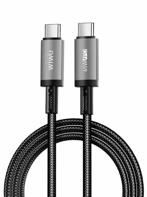 Кабель для зарядки и передачи данных Wiwu Titanlink USB-C to USB-C Cable 60W (Wi-C057) 1m - Space gray