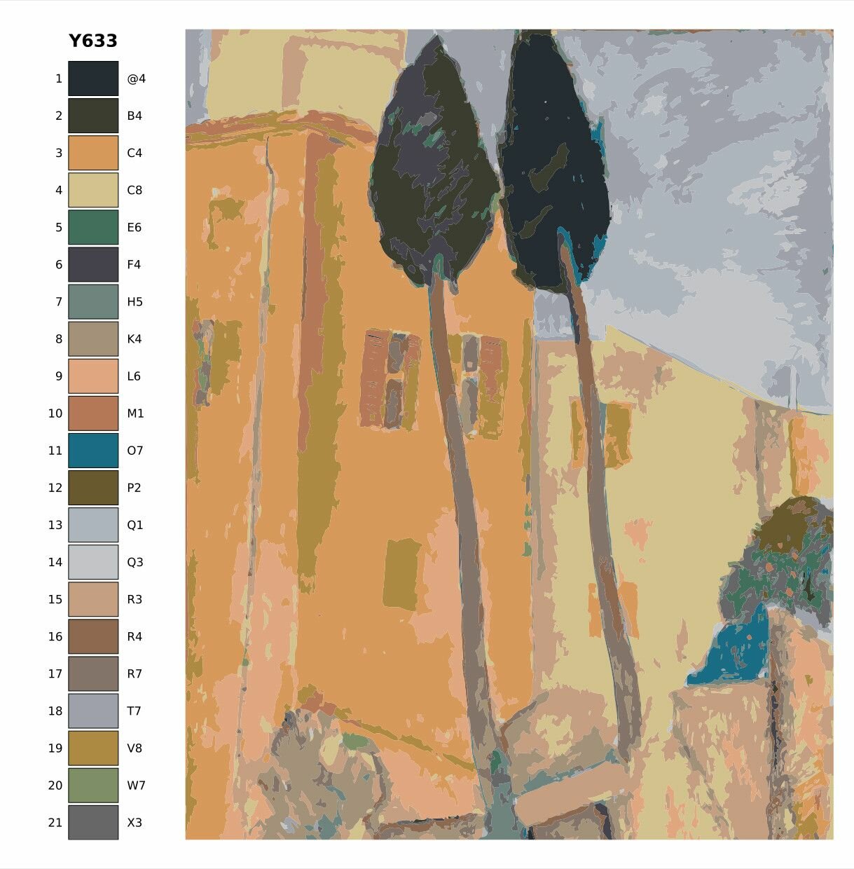 Картина по номерам Y-633 "Репродукция картины Амедео Модильяни - Кипарисы около дома" 40х50