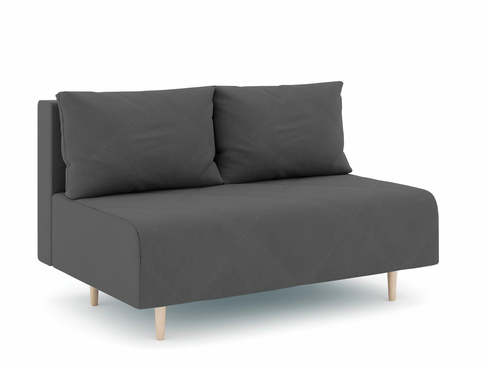 Диван Милли мини 2-х местный без локтей, без механизма трансформации, велюр Зара Грей 18