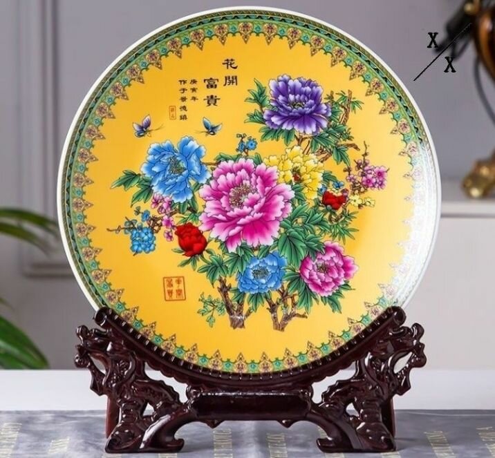 Пейзажная живопись фарфоровое украшение 25см