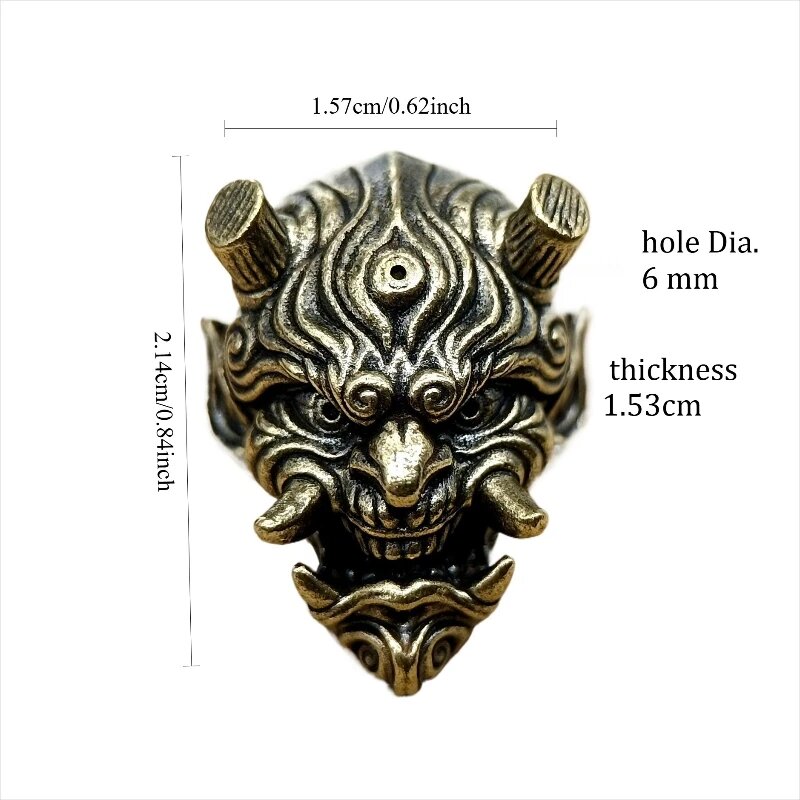 Бусина череп Oni из латуни, 6 мм, 1pc