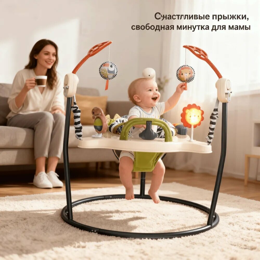 Прыгунки детские напольные 3 в 1, развивающий игровой центр-ходунки с музыкой и вращающимся на 360 градусов сиденьем