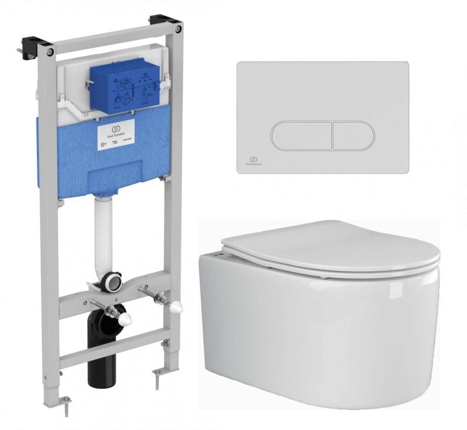 Комплект 3 в 1 инсталляция Ideal Standard + Унитаз подвесной Ceramica Nova Moments CN3003 + кнопка хром