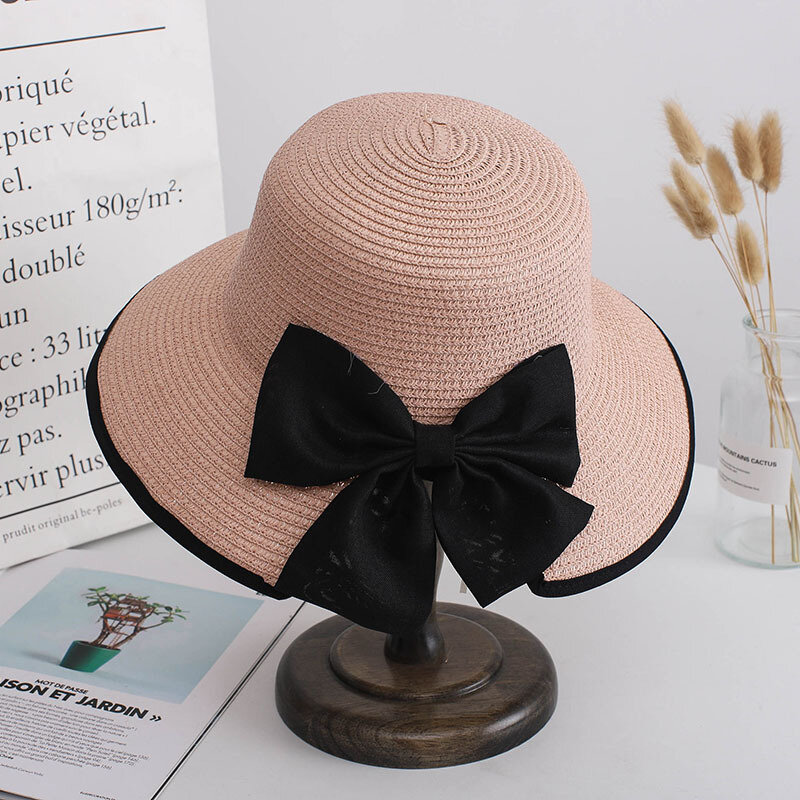Соломенная шляпа в корейском стиле, универсальная женская летняя солнцезащитная шляпа с большими полями, пляжная шляпа от солнца, морская складная шляпа для путешествий, оптовая продажа