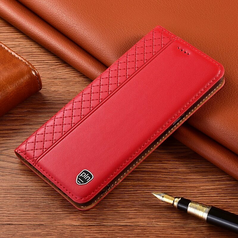Кожаный чехол из нубука для iPhone 17 Pro Max — алый с внутренней сеткой, премиум защитный чехол