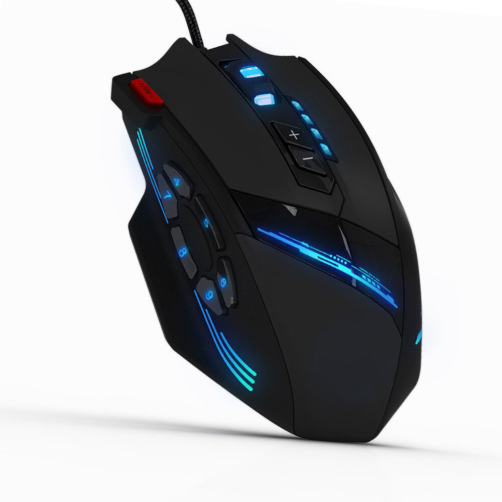 Zelotes C-12 Wired USB Optical Gaming Mouse 12 Программируемые кнопки компьютерные игровые мыши 4 Регулируемая скорость движения 7 Светодиодные фонари для игровых игроков