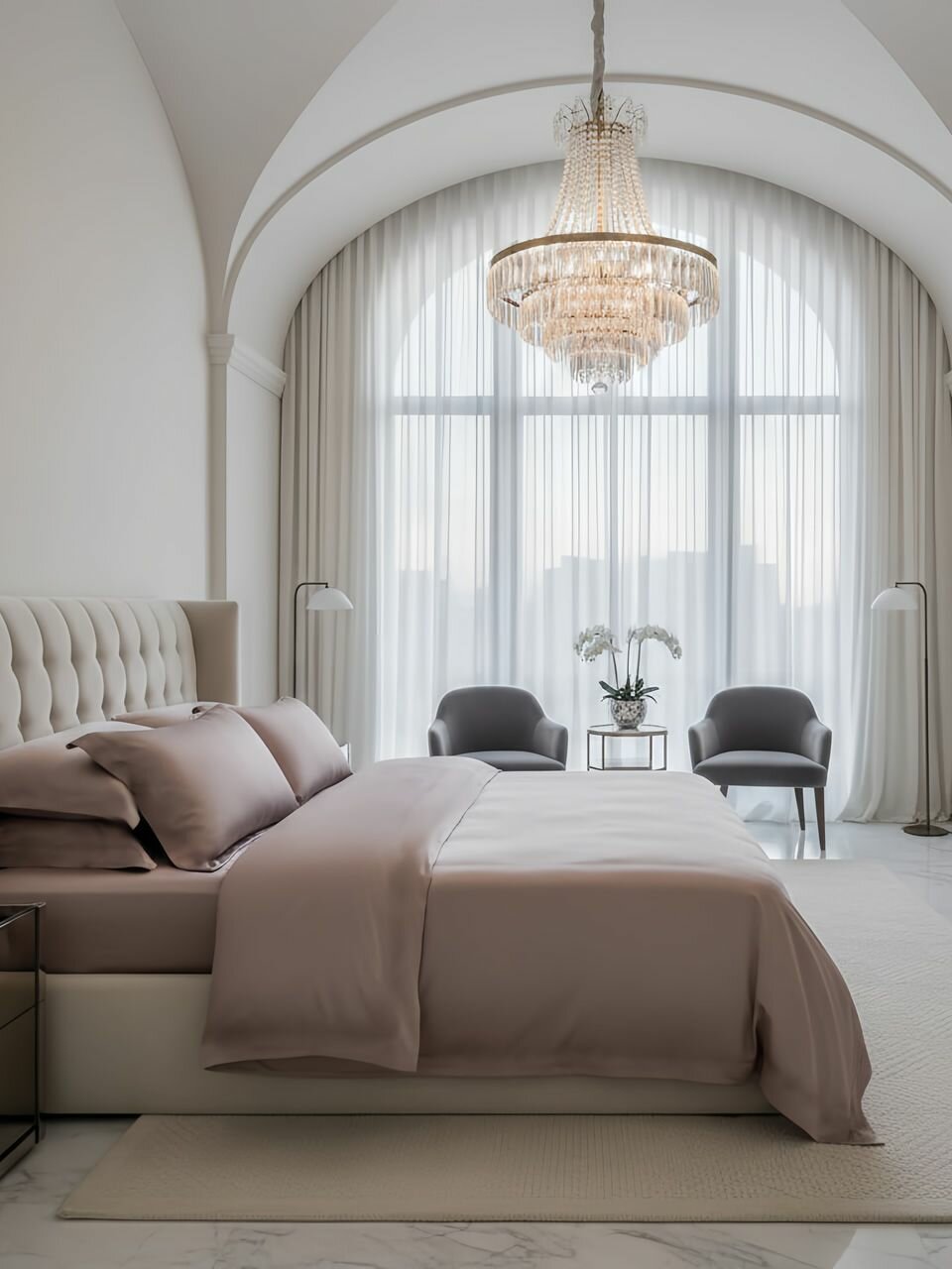 Простыня Тенсель на резинке 200х200х40 - "Дасти Роуз"