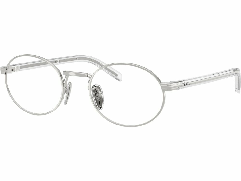 Оправа PRADA 0PR B55V 1BC1O1, тип оправы ободковая, материал оправы металл, пол женские, форма оправы овальная