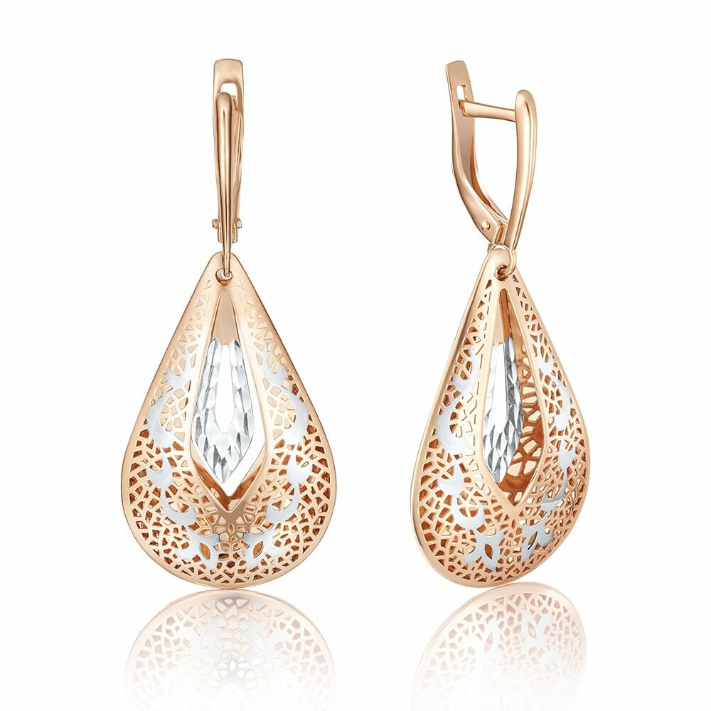 Серьги, красное золото, 585 проба