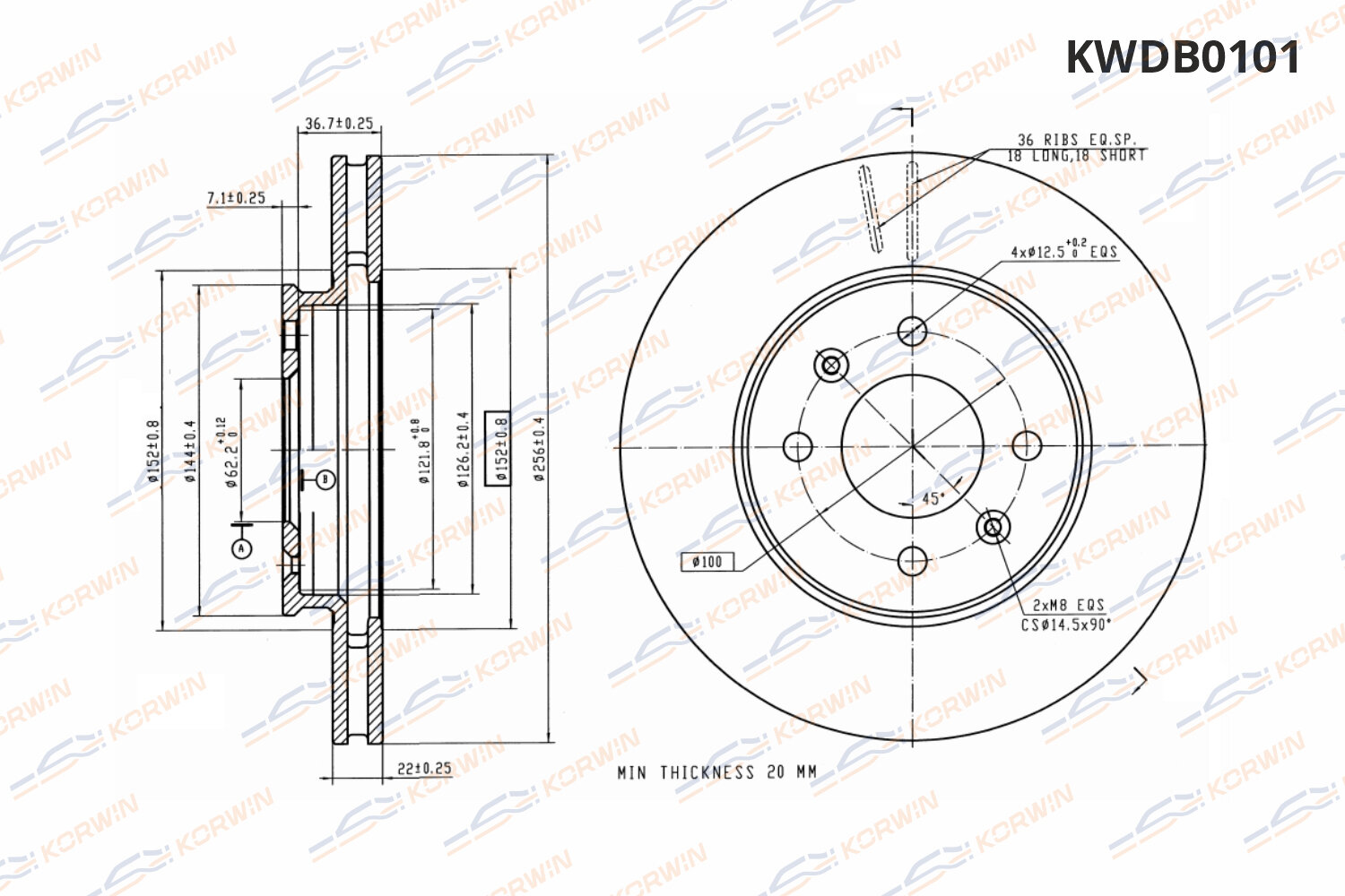 Диск тормозной передний KIA RIO (FB, QB, RB)