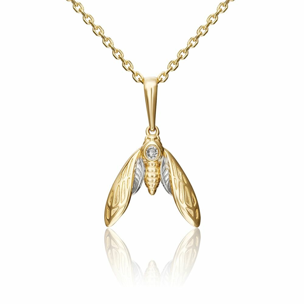 Подвеска, желтое золото, 585 проба, фианит