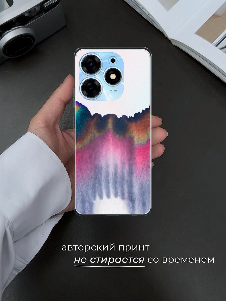 Чехол на Tecno Spark 10 Pro / Текно Спарк 10 Про с принтом Акварельная абстракция, прозрачный — фото 1