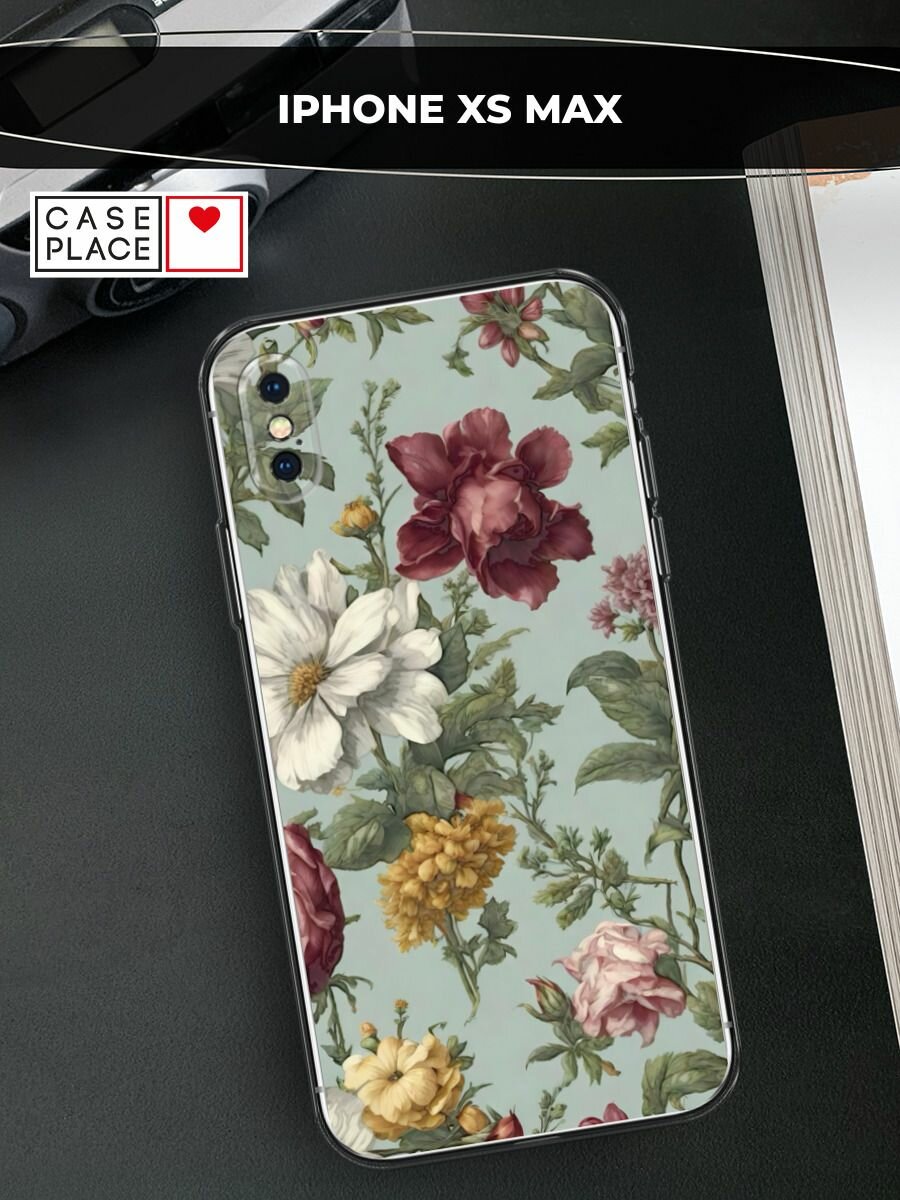 Чехол на Apple iPhone XS Max / Айфон XS Max с принтом Акварельные красные цветы