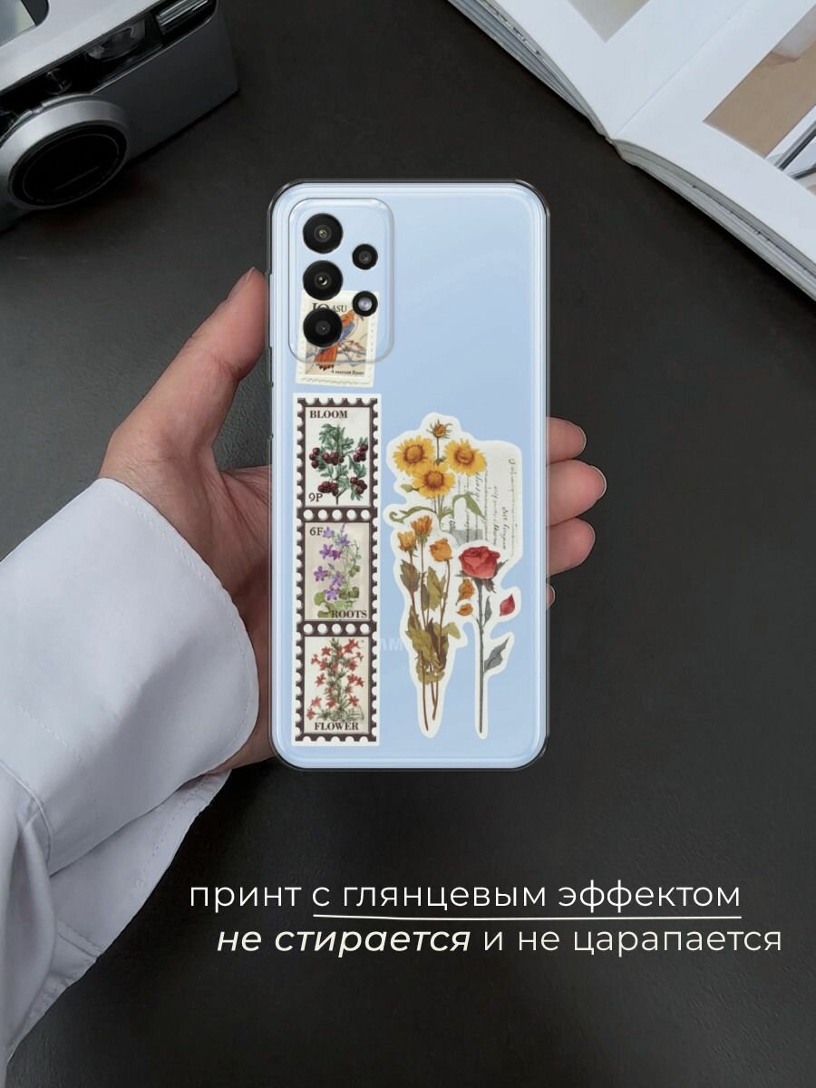 Чехол на Samsung Galaxy A23 / Самсунг Галакси А23 с принтом Марки с цветами — фото 1