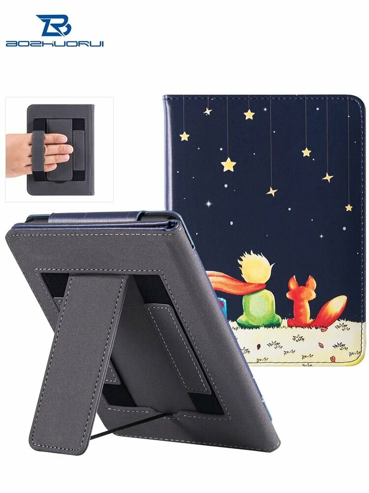 BOZHUORUI Чехол-подставка для Pocketbook InkPad Color 2/InkPad Color 3 e-Reader, легкий чехол из искусственной кожи с двумя ремешками для рук и автоматическим сном/пробуждением