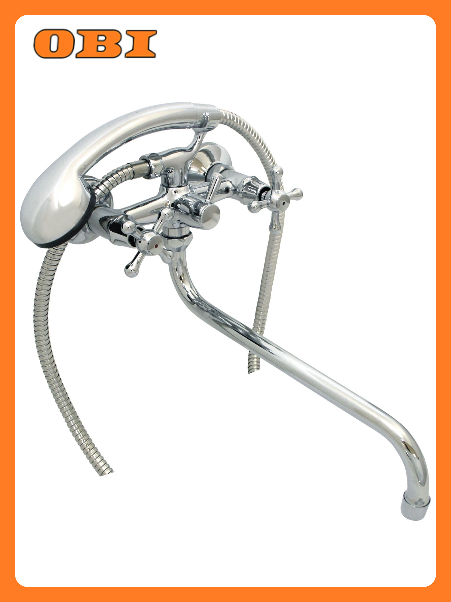 Смеситель для ванны ARGO DOM 102 с душевым гарнитуром, поворотный излив 31 см