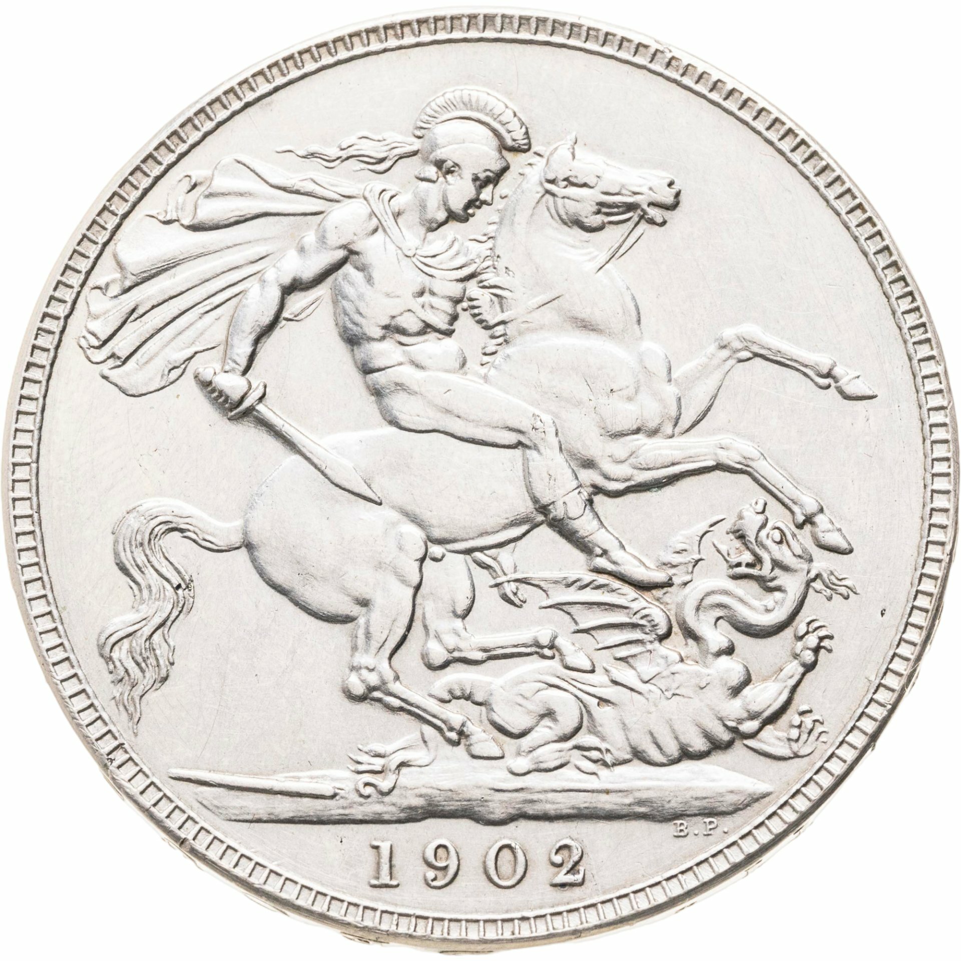Великобритания 1 крона crown 1902, Серебро 925, в сохранности AU