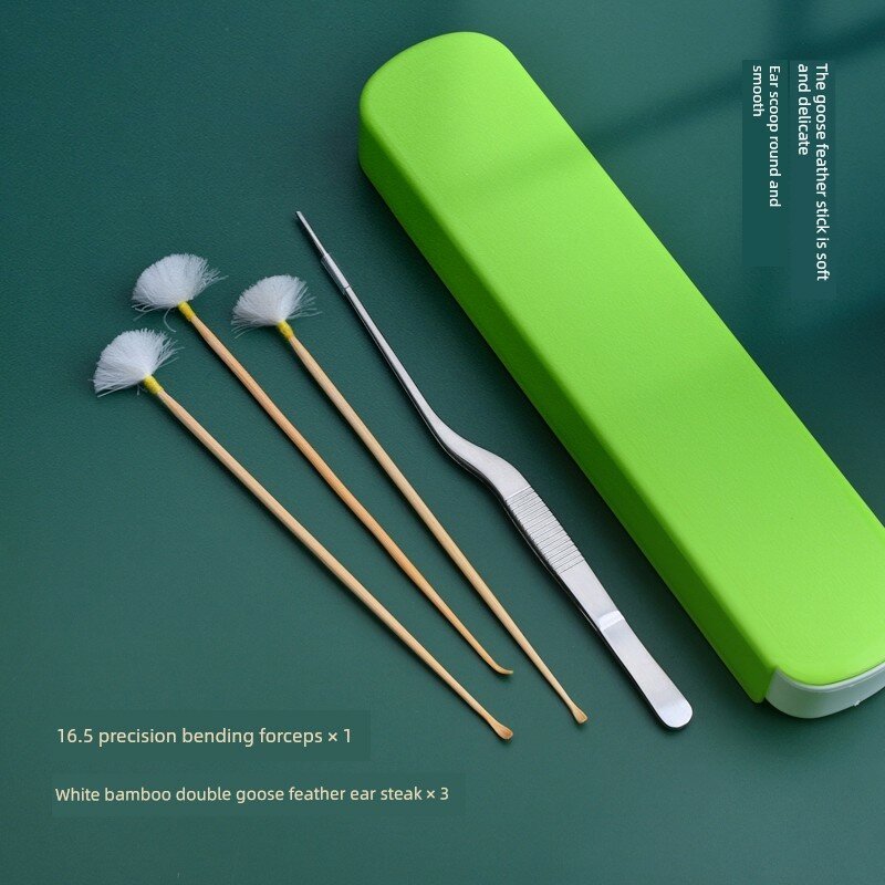 Угольное бамбуковое двуглавое гусиное перо, инструмент для сбора ушей, набор инструментов для сбора ушей, гусиное перо,