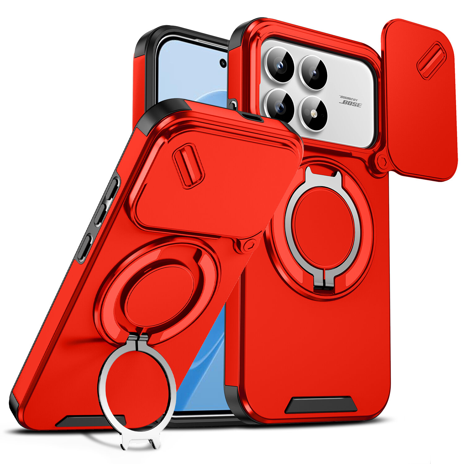 Чехол для Poco F8 Pro/Сяоми Поко F8 Про, soft touch, чехол-кардиомонитор, поликарбонат (PC), защита камеры, ударопрочный, усиленные углы, держатель поп-сокет, Nothing, Poco F8 Pro, red,