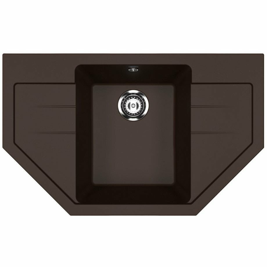 Мойка кухонная Ulgran (Улгран) из искусственного мрамора угловая U-609, цвет: шоколад, база: 76.5х46.5 см, арт. U-609-345