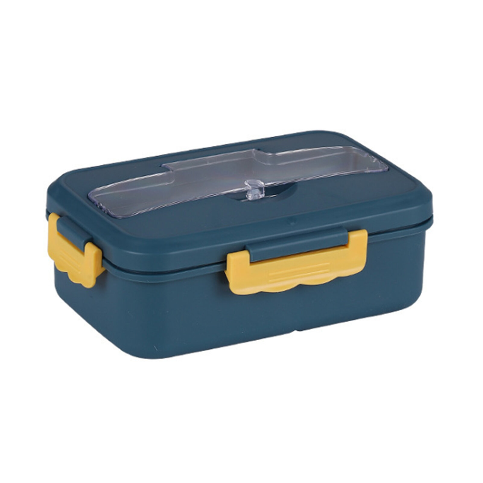 Портативная ланч-бокс Студентская Непроницаемая для микроволновки Разделенная контейнер для еды со спонжем и палочками, Материал: контейнер: пластик; посуда: нержавеющая сталь, Цвет: синий, розовый, зеленый, темно-синий, желтый (выбор),