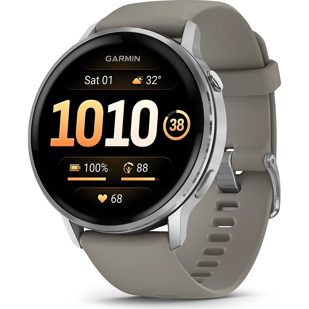 Умные часы Garmin Venu 4 45mm Silver Bezel With Silver Gray Silicone Band