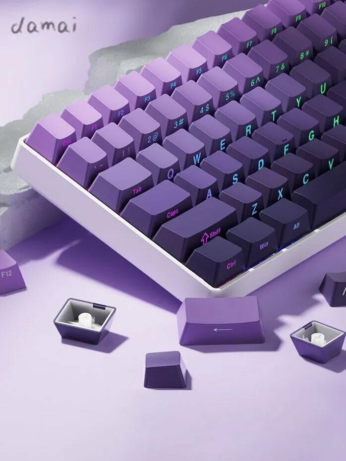 Усовершенствованные колпачки для механических клавиатур, фиолетовый градиентный цвет, количество 134 штуки
