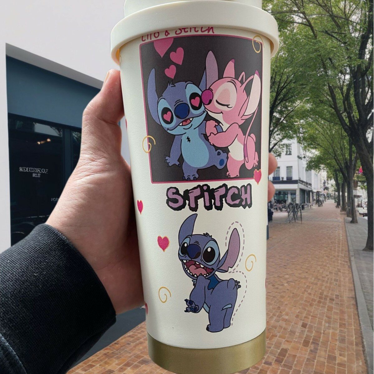 Чашка "Stitch Cartoon", с трубочкой, западная анимация, 600мл