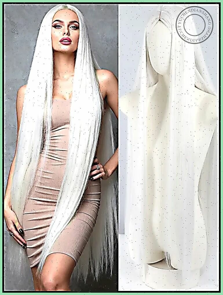 100 см Длинный прямой парик для женского косплея белый