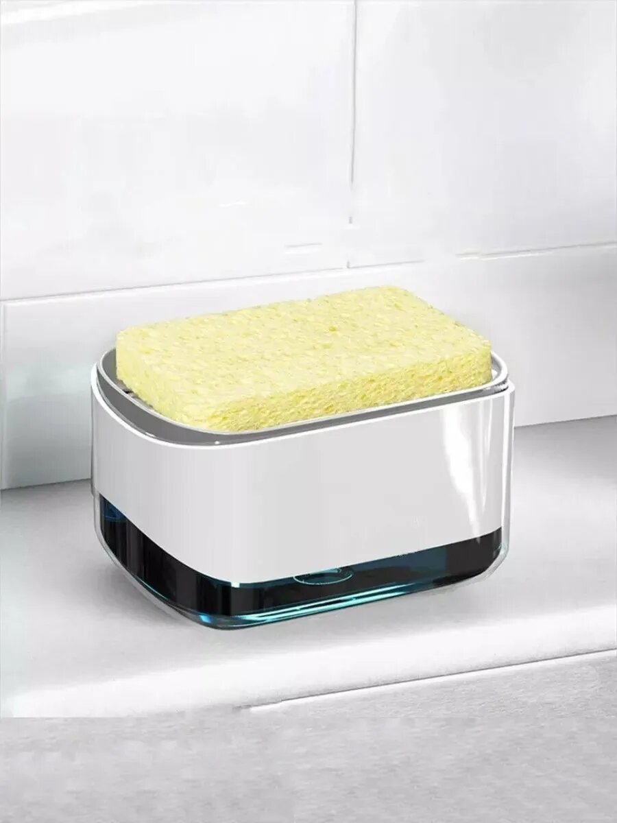 Диспенсер дозатор кухонный с губкой 2в1