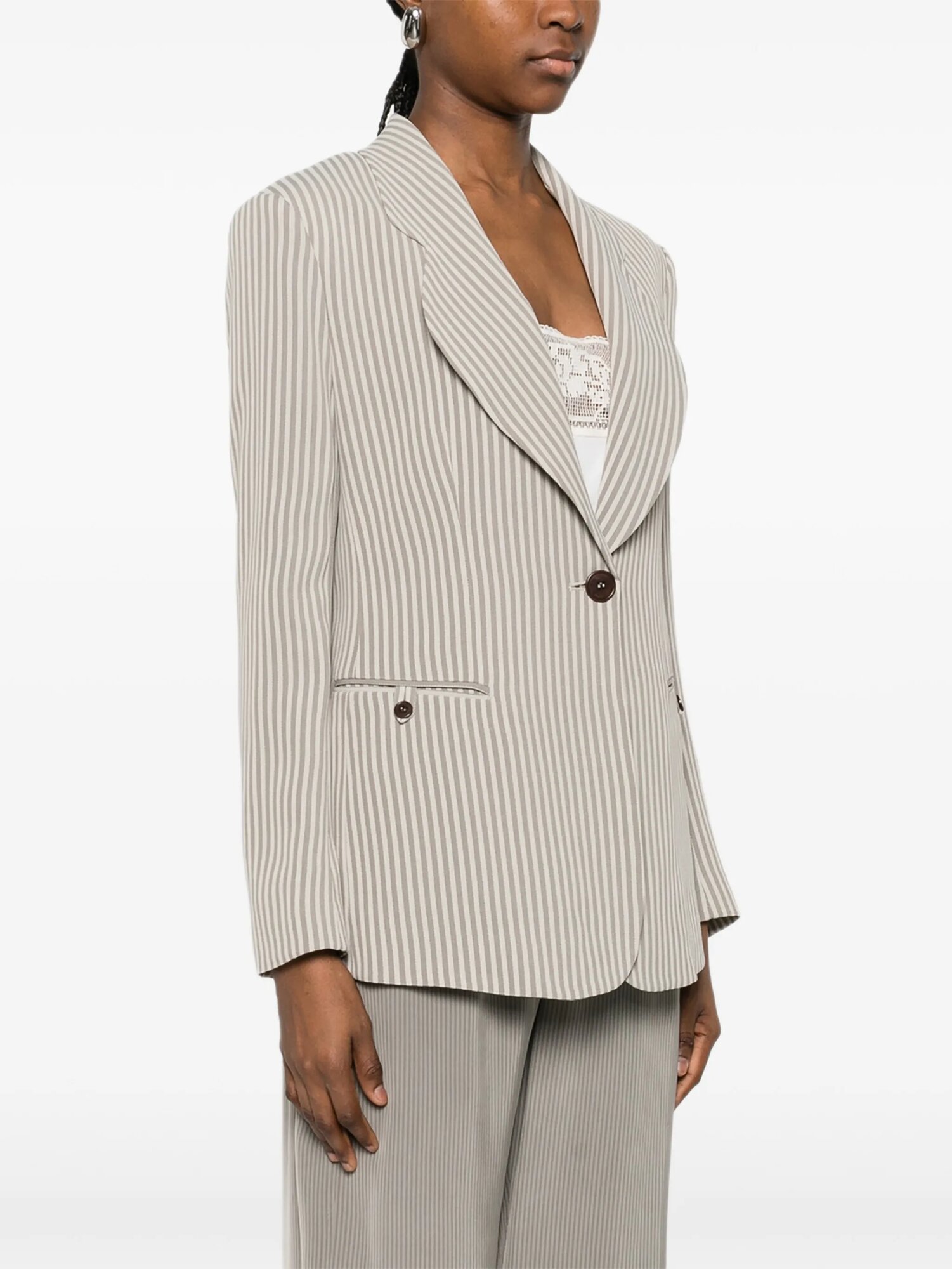 Пиджак EMPORIO ARMANI Striped-pattern button blazer, размер 40, разноцветный — фото 1