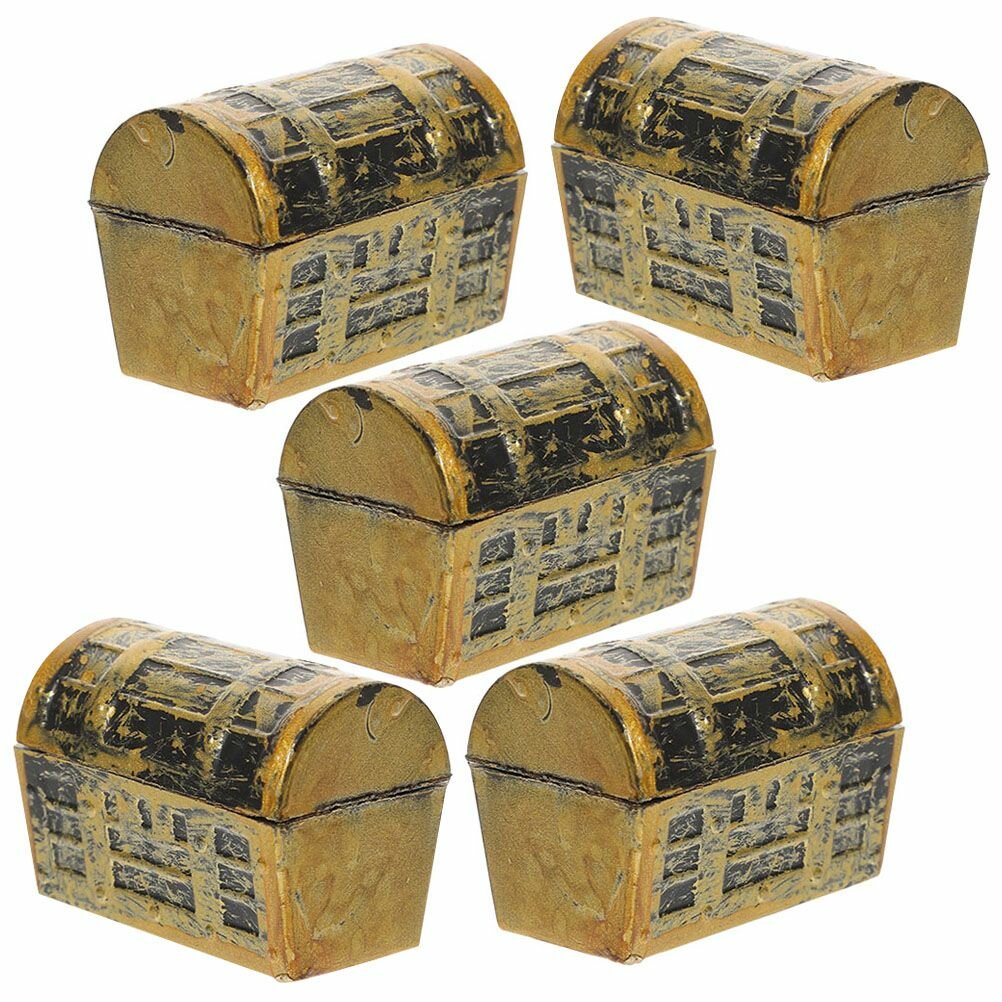 Мужские игрушки, 5 штук, крышки, миниатюрный сундук с сокровищами, модель для вечеринок, пиратские сундуки, золотые, 3.70X2.70X2.40CM-DKD-CJ0820