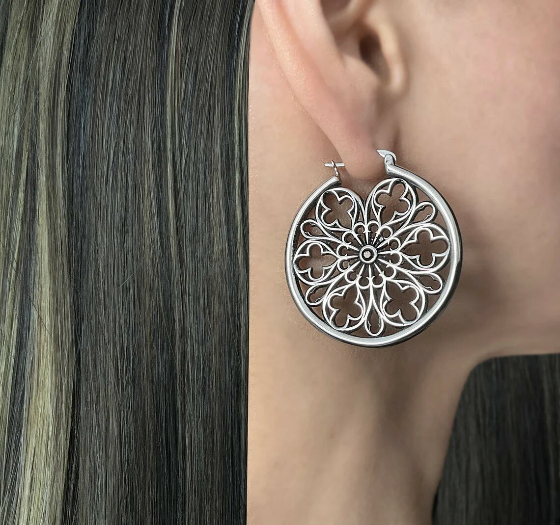 Серьги одиночные, конго, металл, циркон, фианит