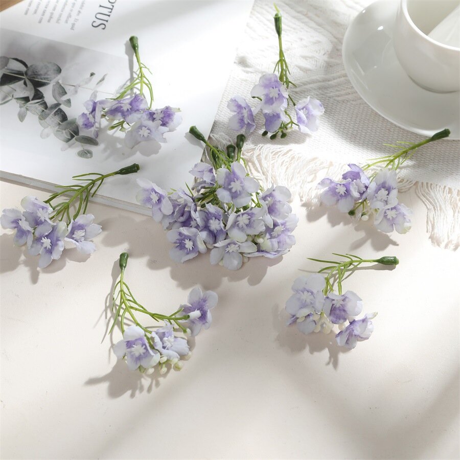 4 головки искусственных цветов, маленькие цветы, DIY заколка для волос, цветы гортензии, свадебные аксессуары для невесты, искусственные цветы, маленький букет