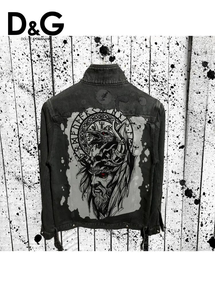 Куртка Dolce&Gabbana Мужская джинсовая куртка в стиле ретро-панк-Свободный крой, винтажный дизайн, премиум качество