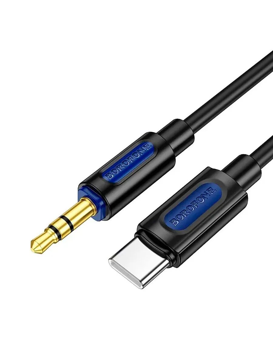 Аудио-переходник Borofone BL20 Type-C to 3.5 Jack AUX, 1 метр, черный / кабель для наушников / провод аукс в машину