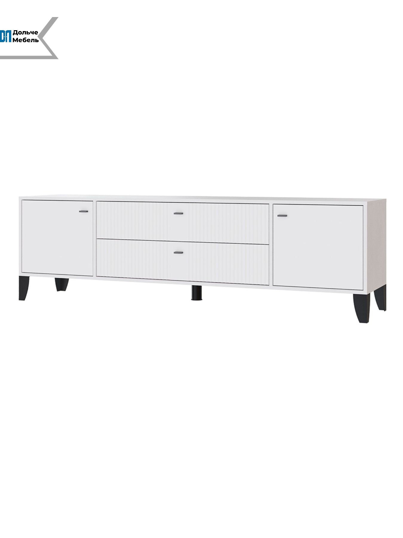 Тумба под телевизор напольная Парус-10, ТВ тумба 180 см, с ящиками и шкафами, цвет белый / белый снег