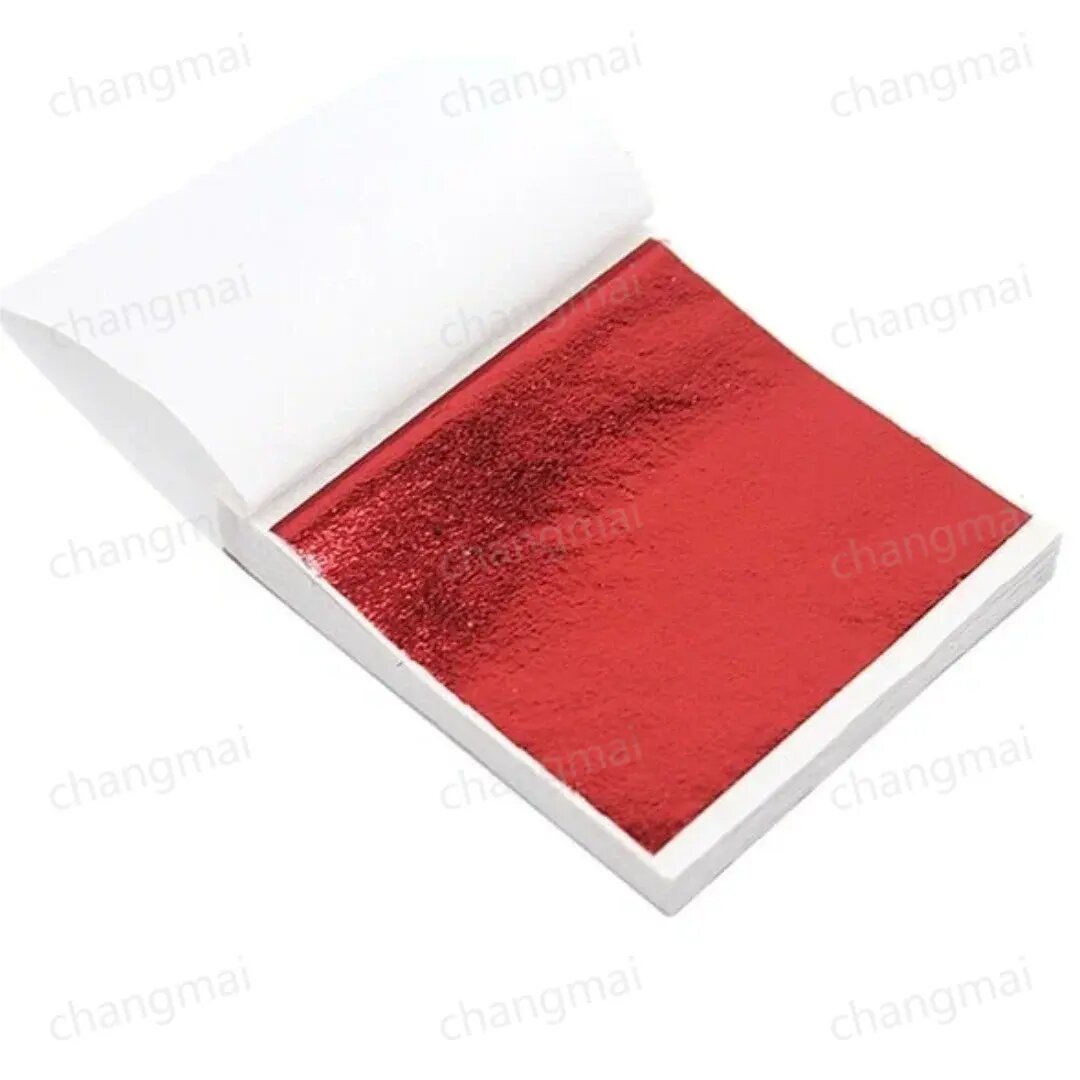 Поталь листовая, Сусальное золото Позолота Поталь для золочения 100 листов 9х9 (Красный)