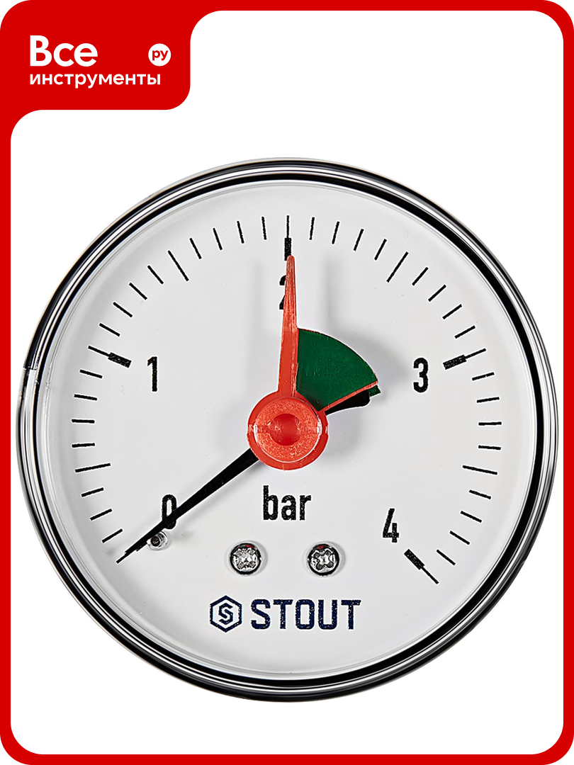 Манометр аксиальный STOUT SIM-1007-630408 с указателем предела, корпус