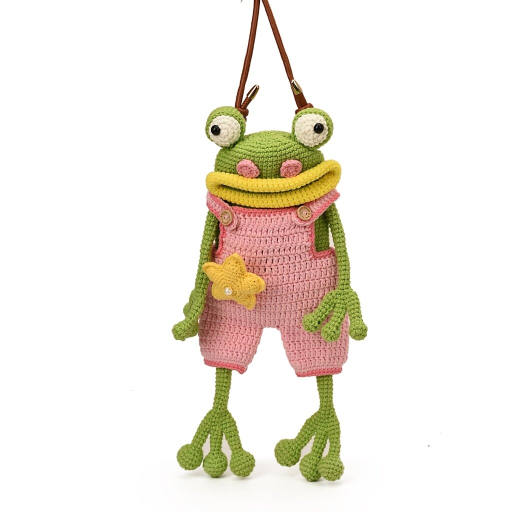 Сумка-мессенджер big mouth frog, связанная вручную крючком - розовый