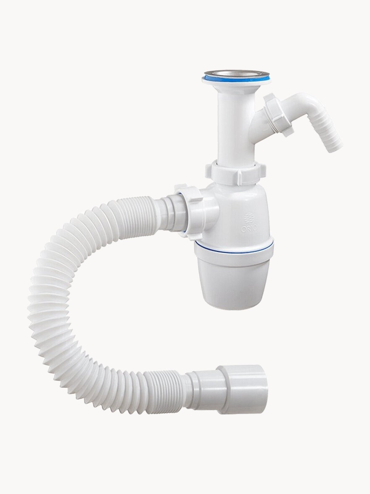 Сифон Orio А-42059 для мойки бутылочный с отводом 1"1/2 с гофрой 40х40/50