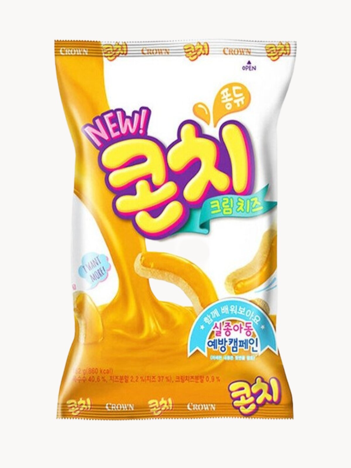 Палочки кукурузные Crown в сырной глазури 66 г, Южная Корея