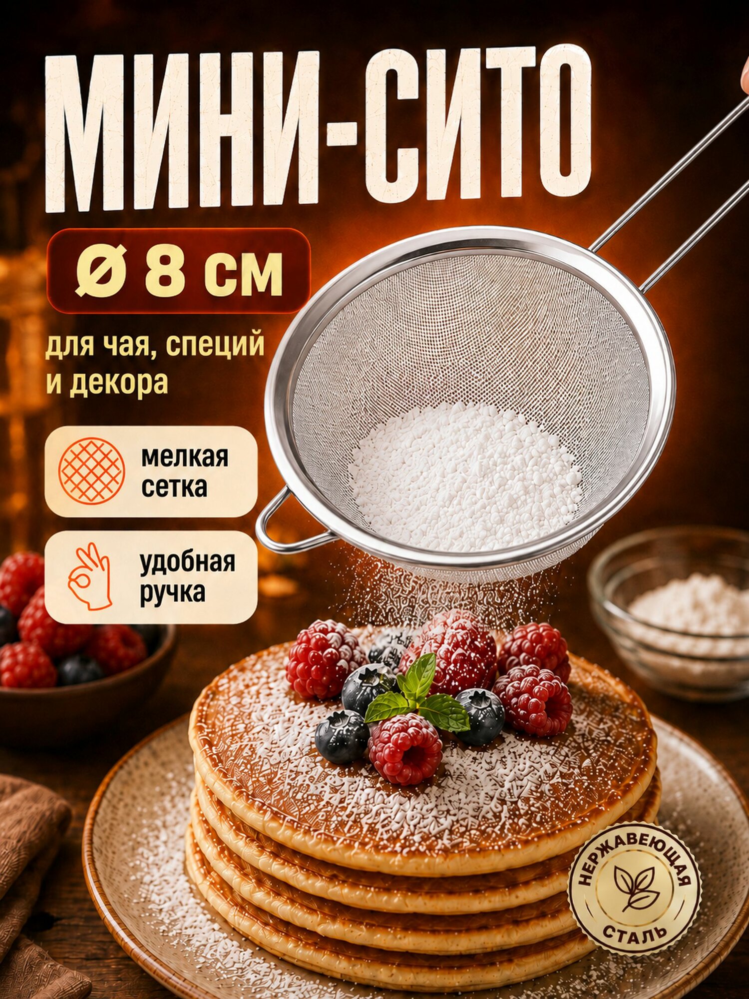 Сито, диаметр 8 см, 1 предм.