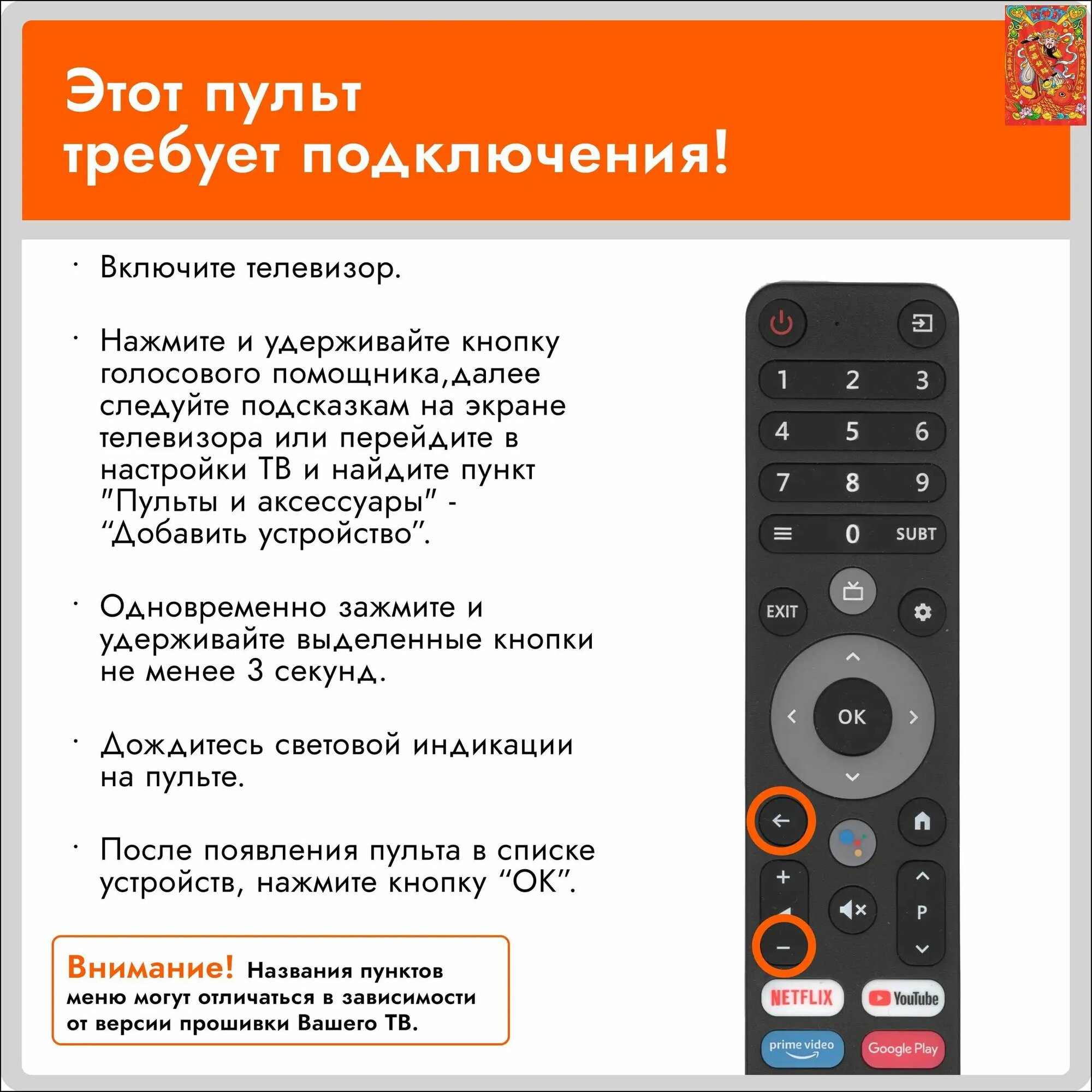 Голосовой пульт DP-V2 для телевизоров DЕXP, Viomi и Aceline